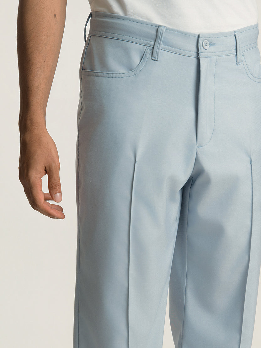 Buy Men's Sky Blue Relaxed Fit Korean Pants With 4 Way Stretch Online