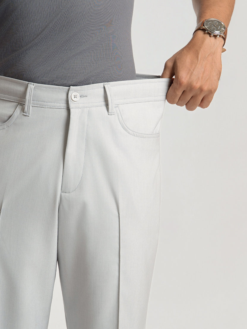 Buy Men's Grey Relaxed Fit Korean Pants With 4 Way Stretch Online