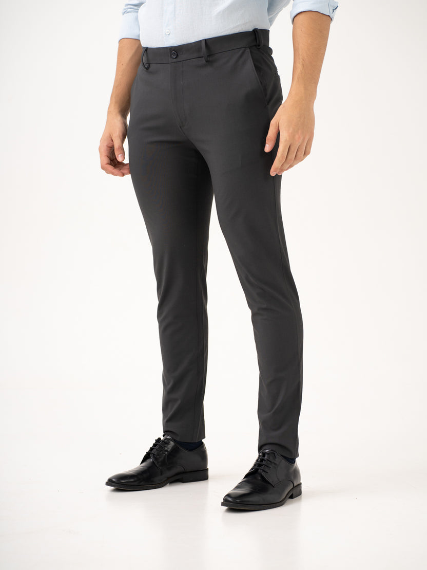 Buy Men's Ash Grey Slim Fit Stretchable Formal Trousers Online