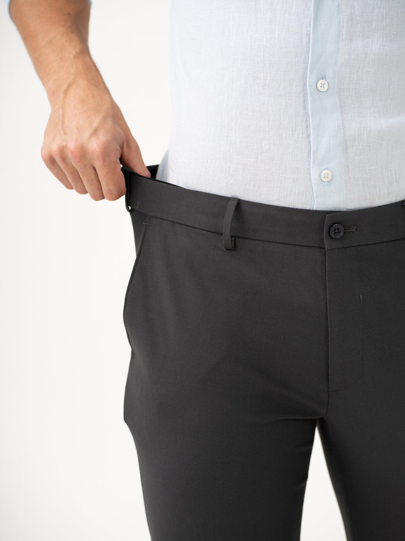 Buy Men's Ash Grey Slim Fit Stretchable Formal Trousers Online