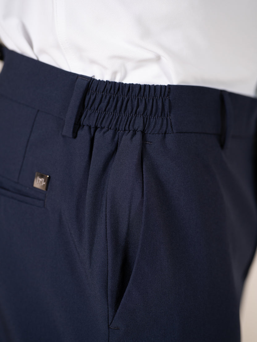 Buy Men Uplift Navy Relaxed Fit Stretchable Formal Trouser