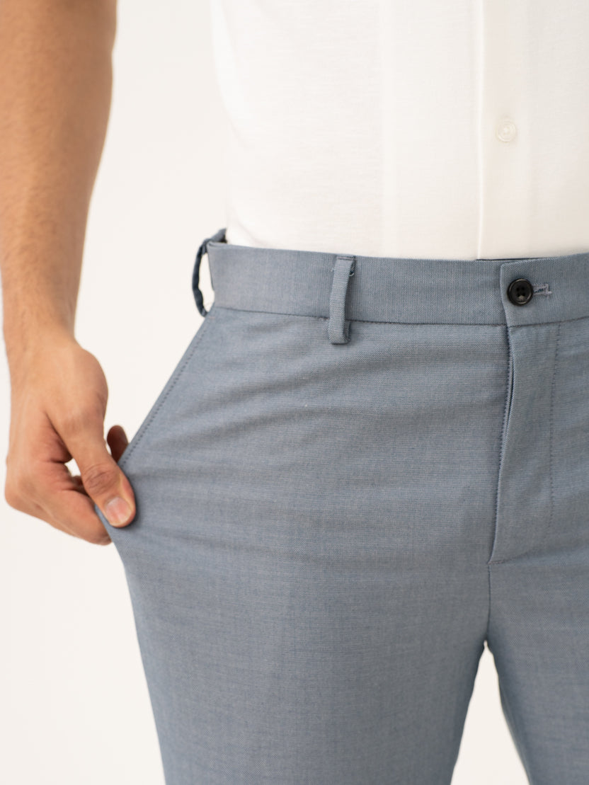 Buy Vali Blue Stretchable Formal Trousers For Men Online