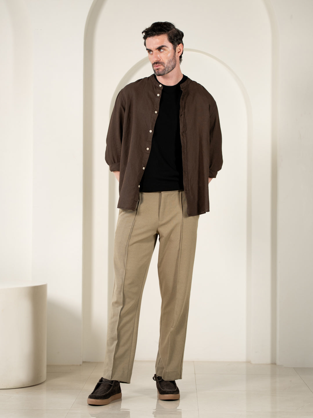 Buy Hawk Khaki Relaxed Fit Pintuck Pants For Men Online