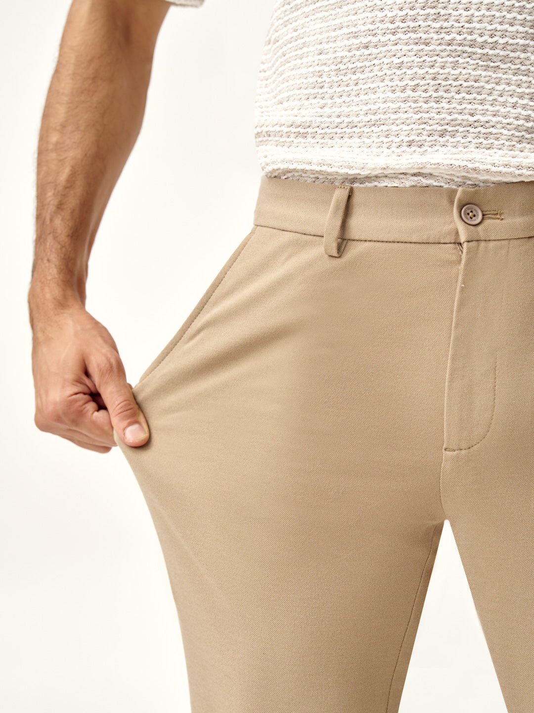 Buy Peanut Brown Power Stretch Pants For Men Online In India