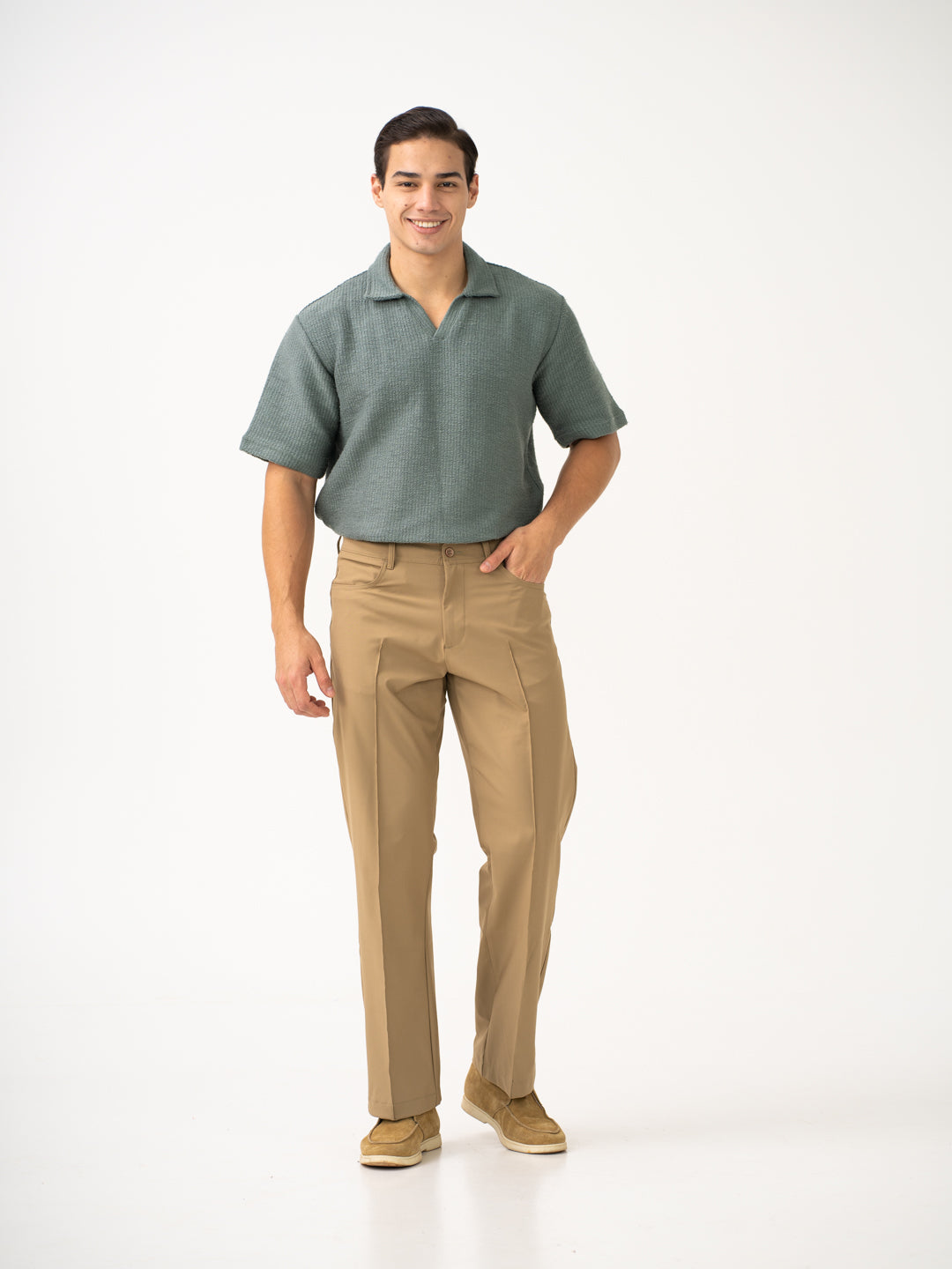 Buy Pecan Khaki Relaxed Fit Korean Pants Online