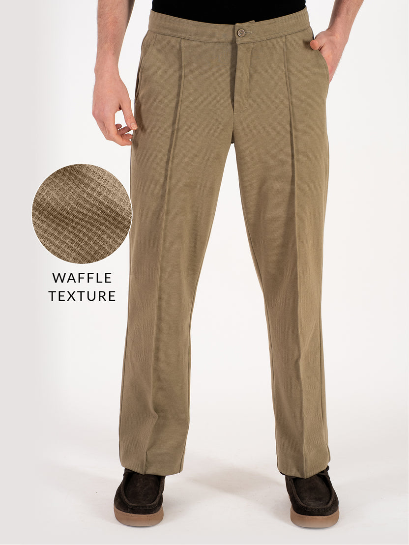 Buy Hawk Khaki Relaxed Fit Pintuck Pants For Men Online
