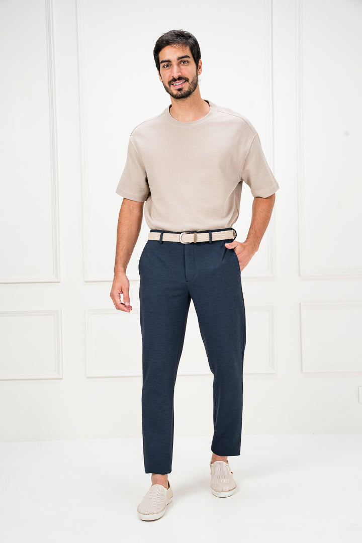 Buy Men's Blue Textured Power-Stretch Pants Online In India
